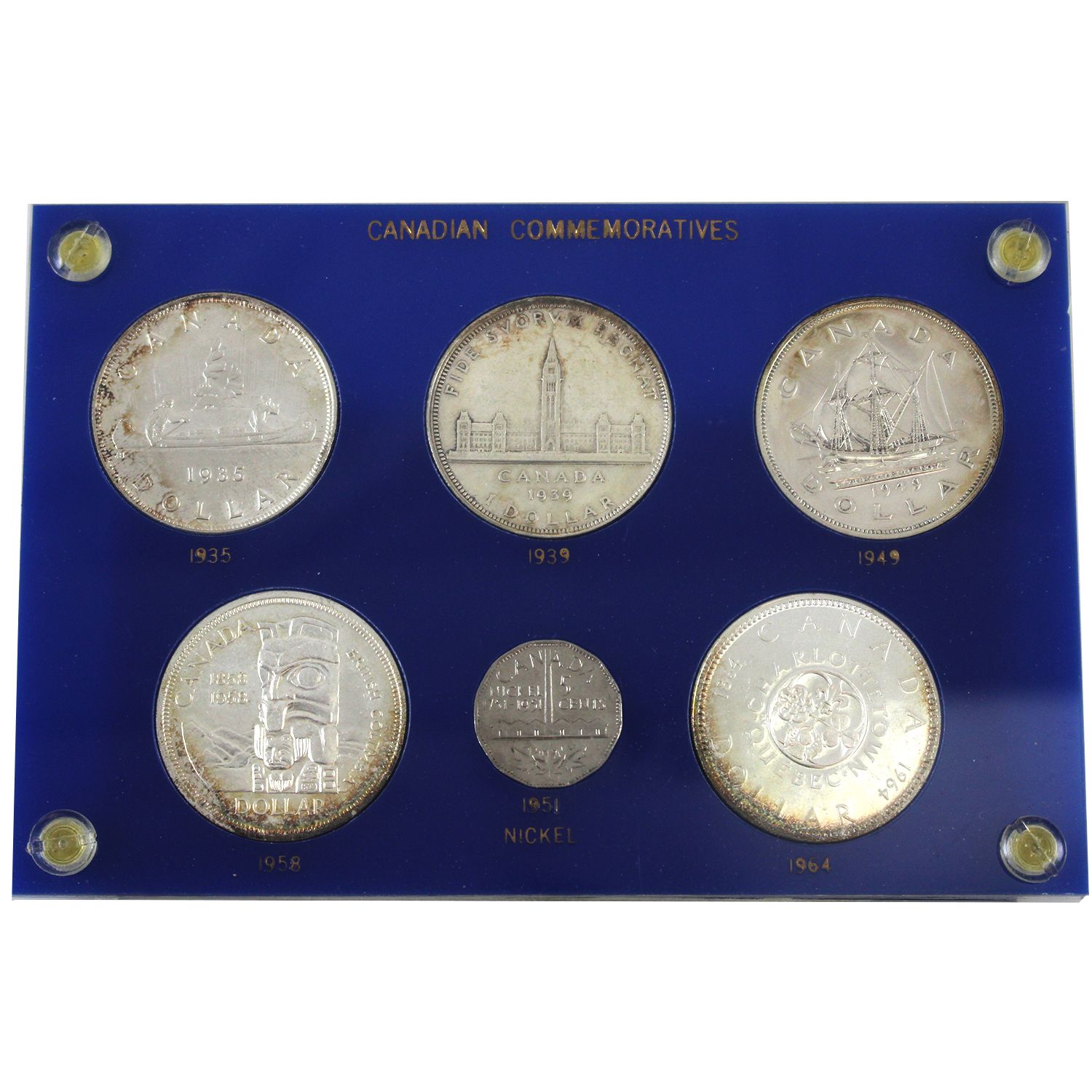 1935-1964 Canadian Commemorative Coins in Acrylic Holder.