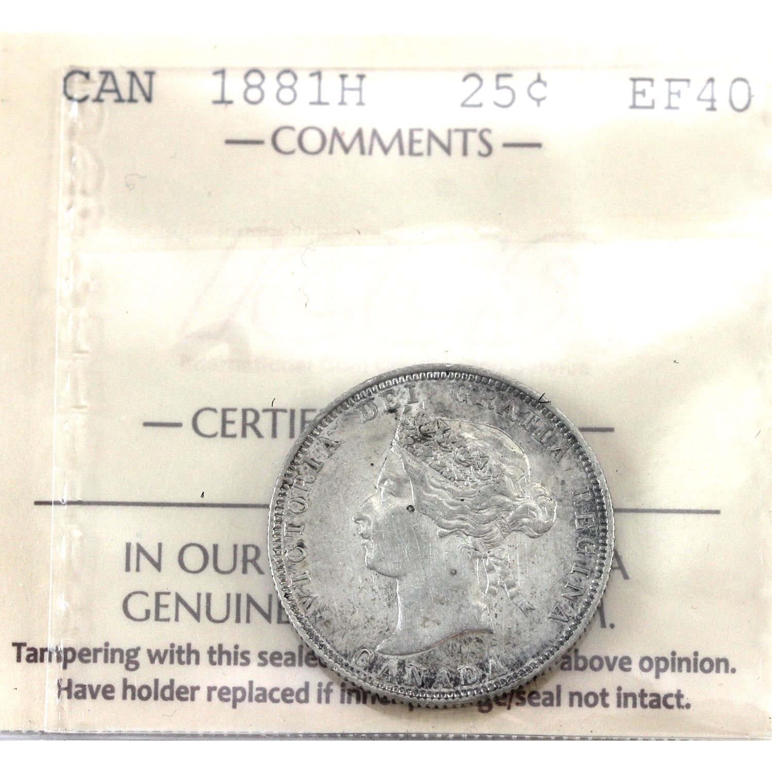 25-cent 1881H ICCS EF40 (scratched)