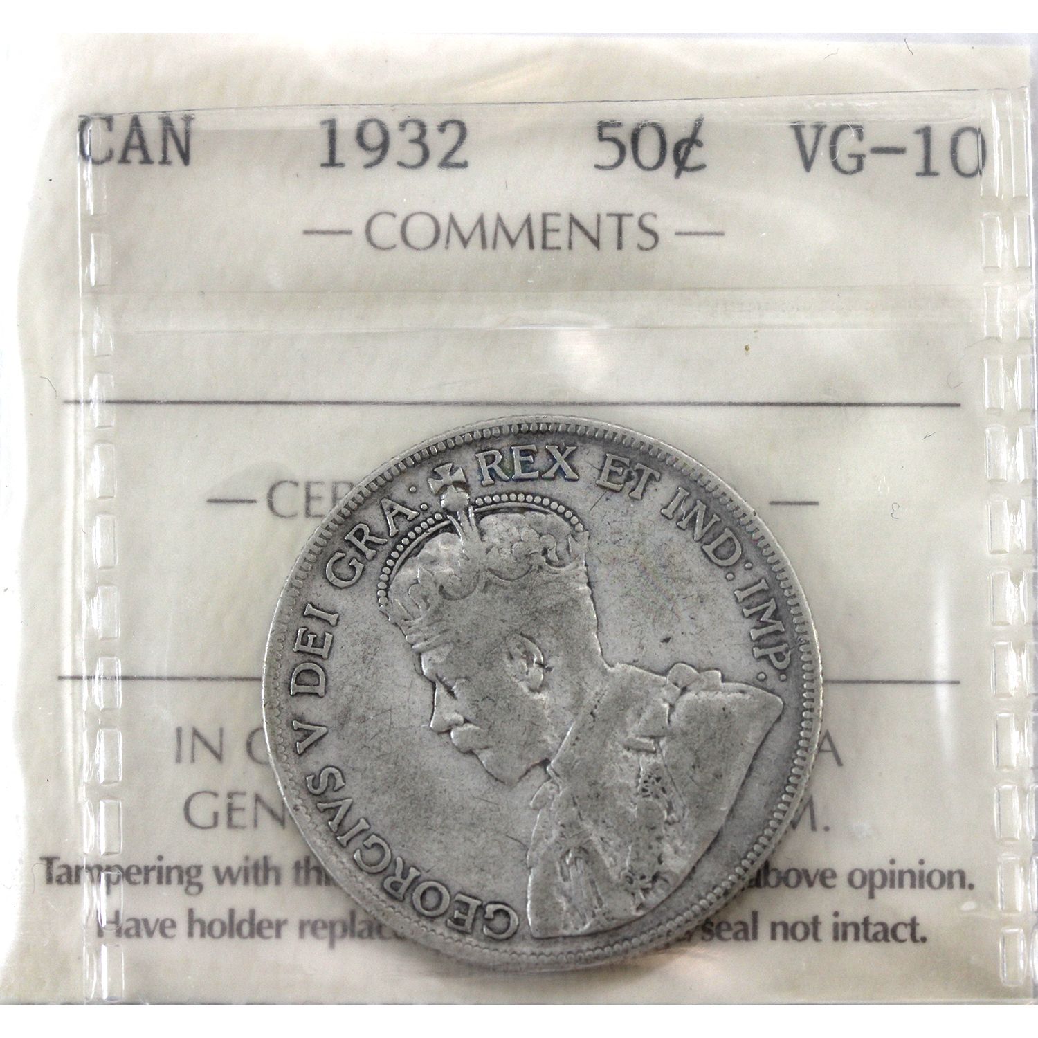 50-cent 1932 ICCS VG10