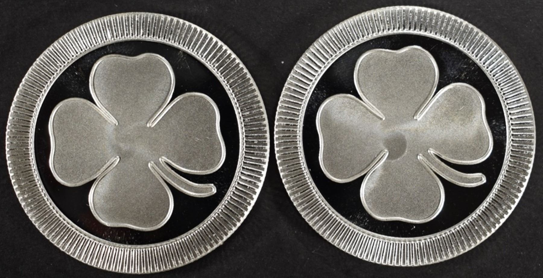 (2) 1 OZ .999 SILVER 4 LEAF CLOVER ROUNDS