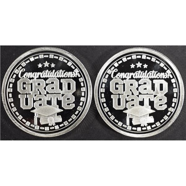 (2) 1 OZ .999 SILVER 2024 CONGRATS GRAD ROUNDS