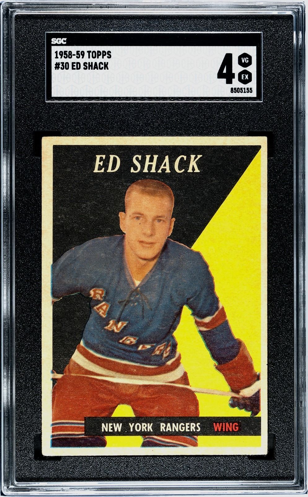 1958-59 Topps #30 Eddie Shack RC (SGC 4)