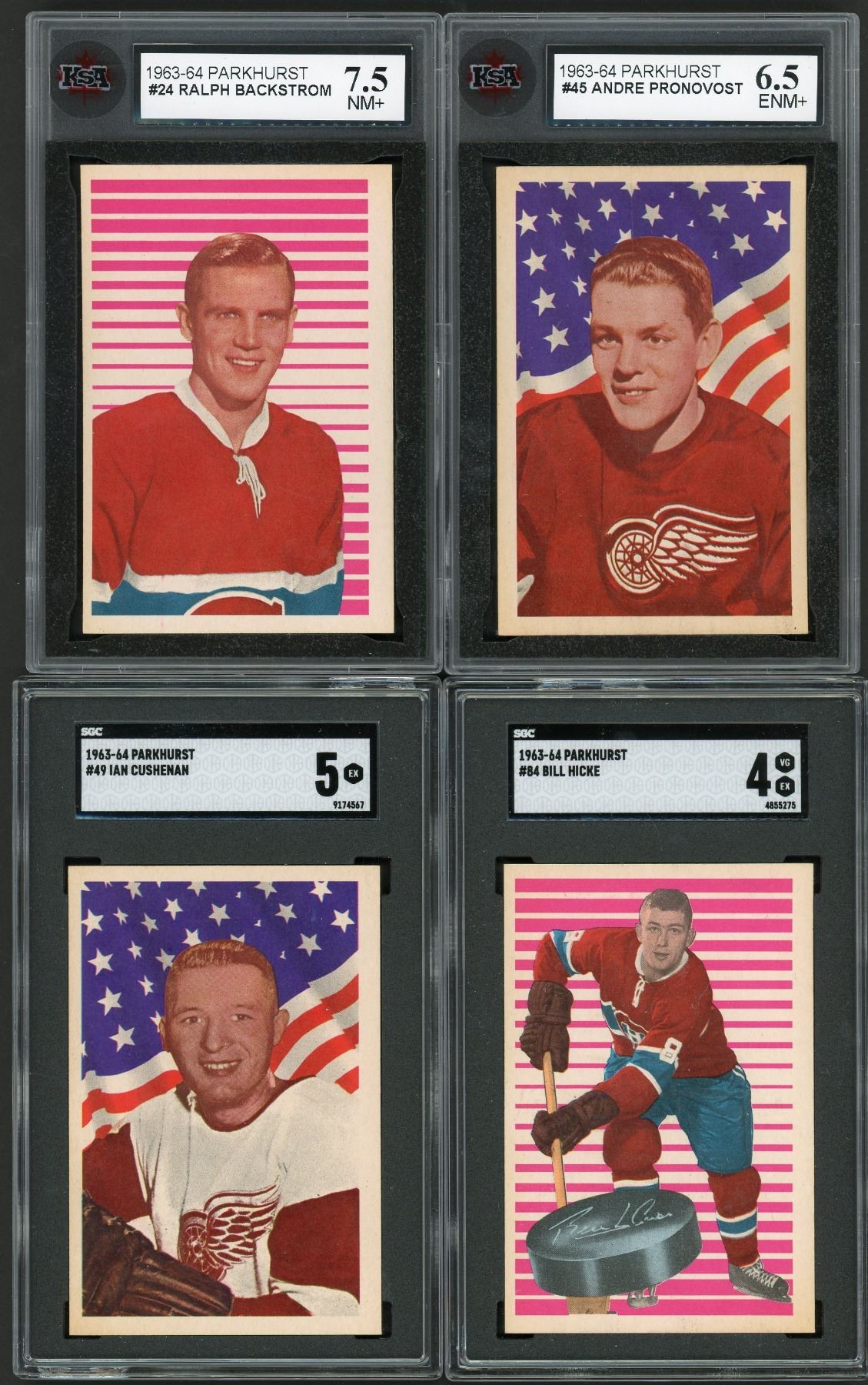 Lot of 4 x 1963-64 Parkhurst Hockey Cards (SGC/KSA)