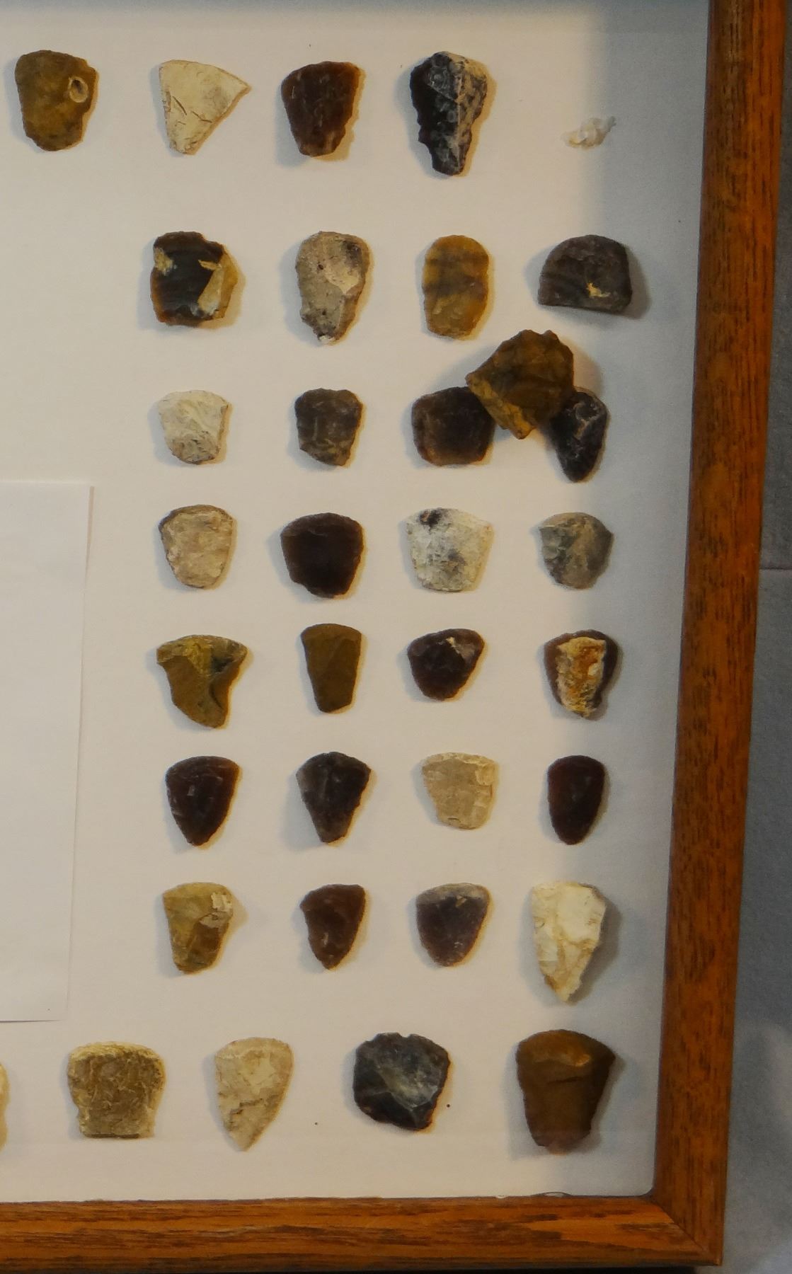 Native American Artifact Frame: 62 stone thumb scrapers, Taft Hill site ...