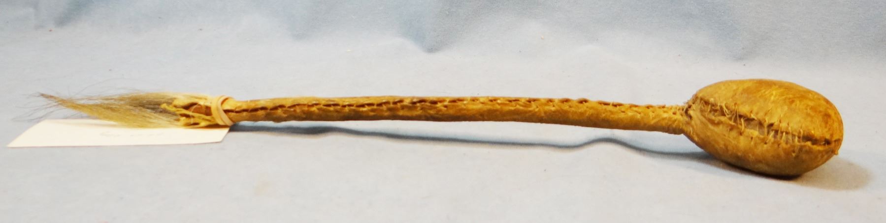 Sioux stone war club, rawhide covered stone, 16", sinew sewn