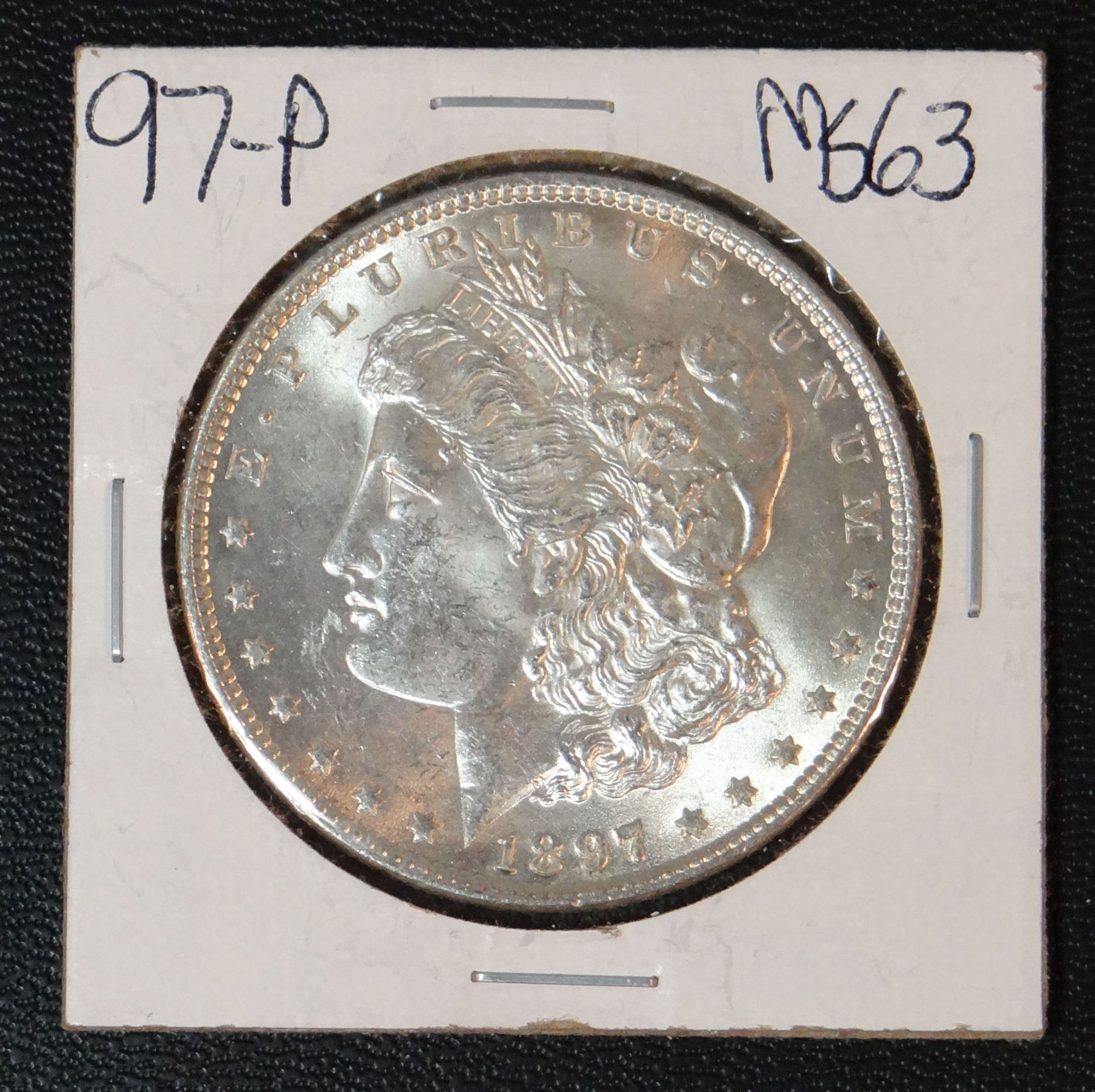 Morgan dollar, 1897-P. MS63