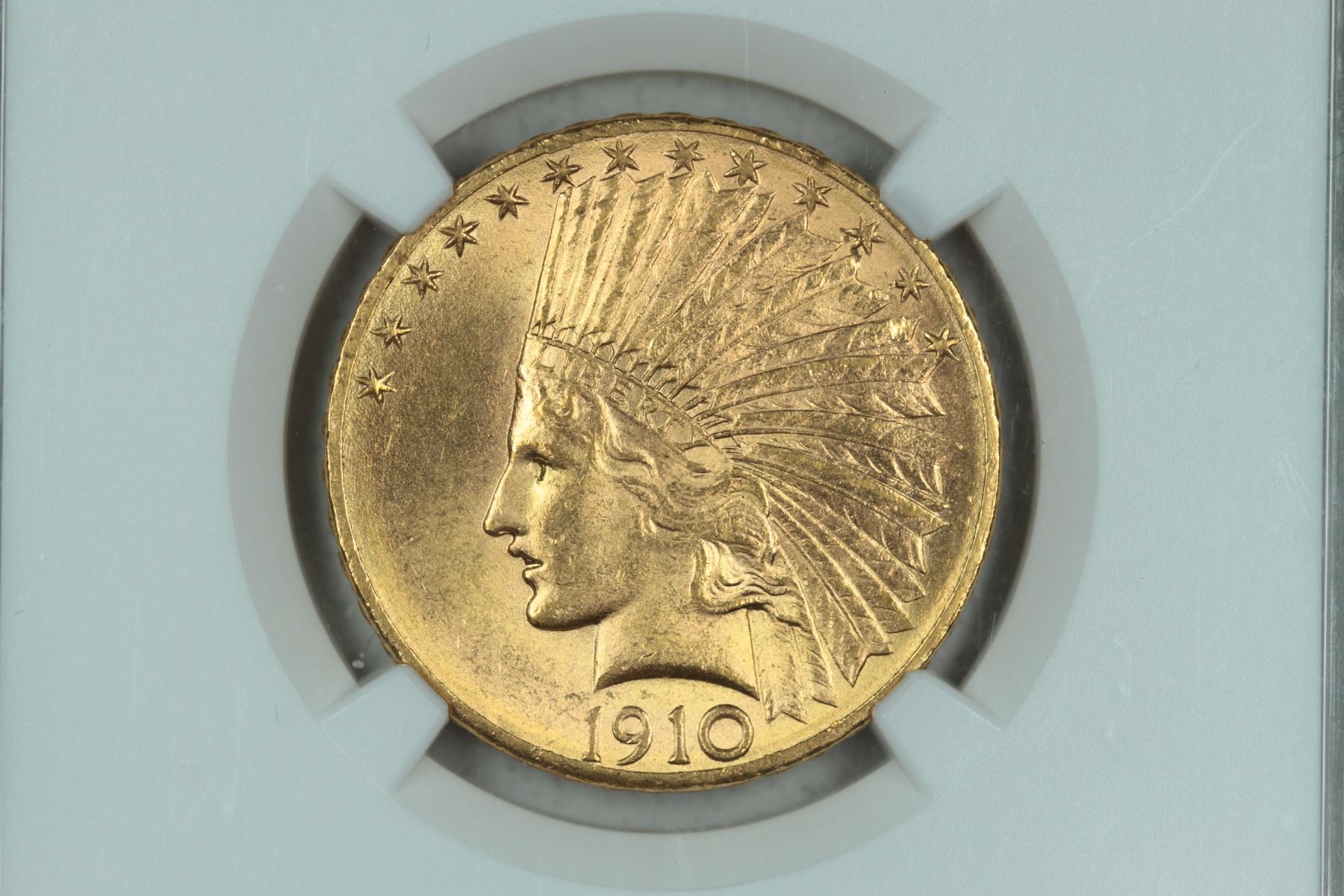 1910 D $10 Indian Head gold coin, NGC MS63. Estimate: $2000-2150