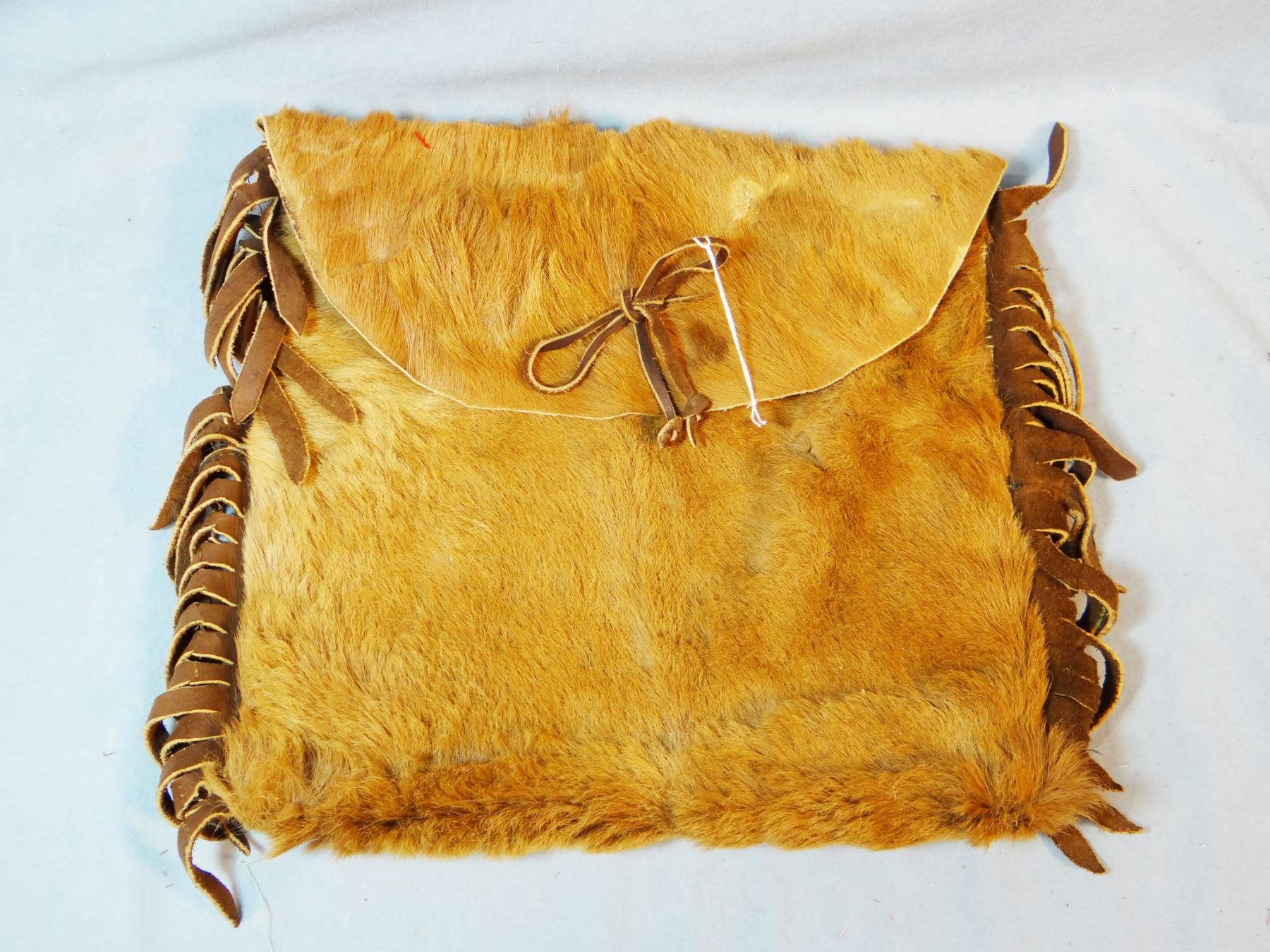 (2) Buffalo hide hair-out bags, hair out, 12" x 13" and 12" x 9"