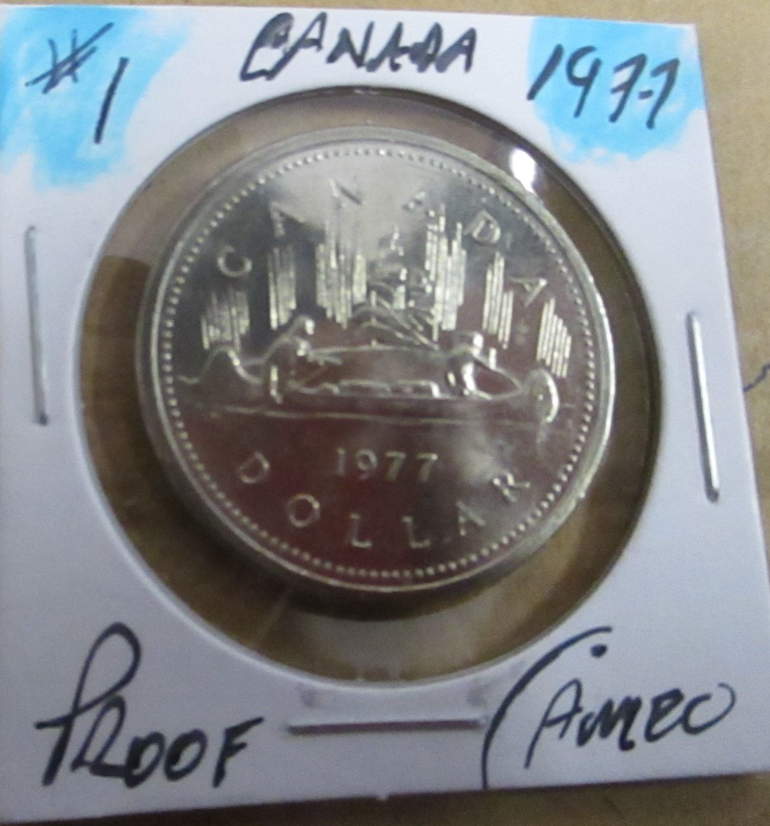 1977 CANADA PROOF CAMEO VOYAGER DOLLAR
