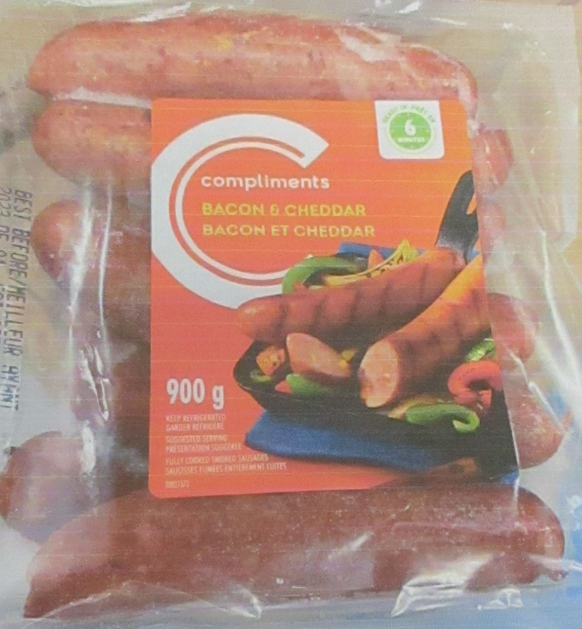 FROZEN: COMPLIMENTS BACON CHEDDAR SAUSAGE (900G)