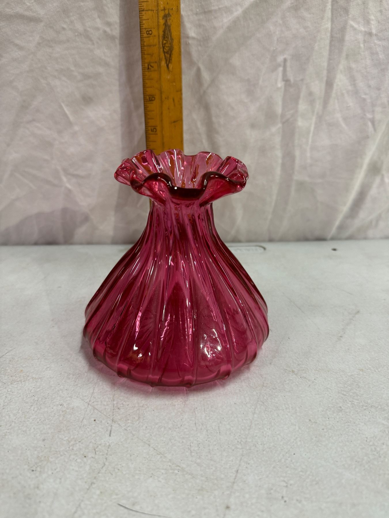 Cranberry art glass vase
