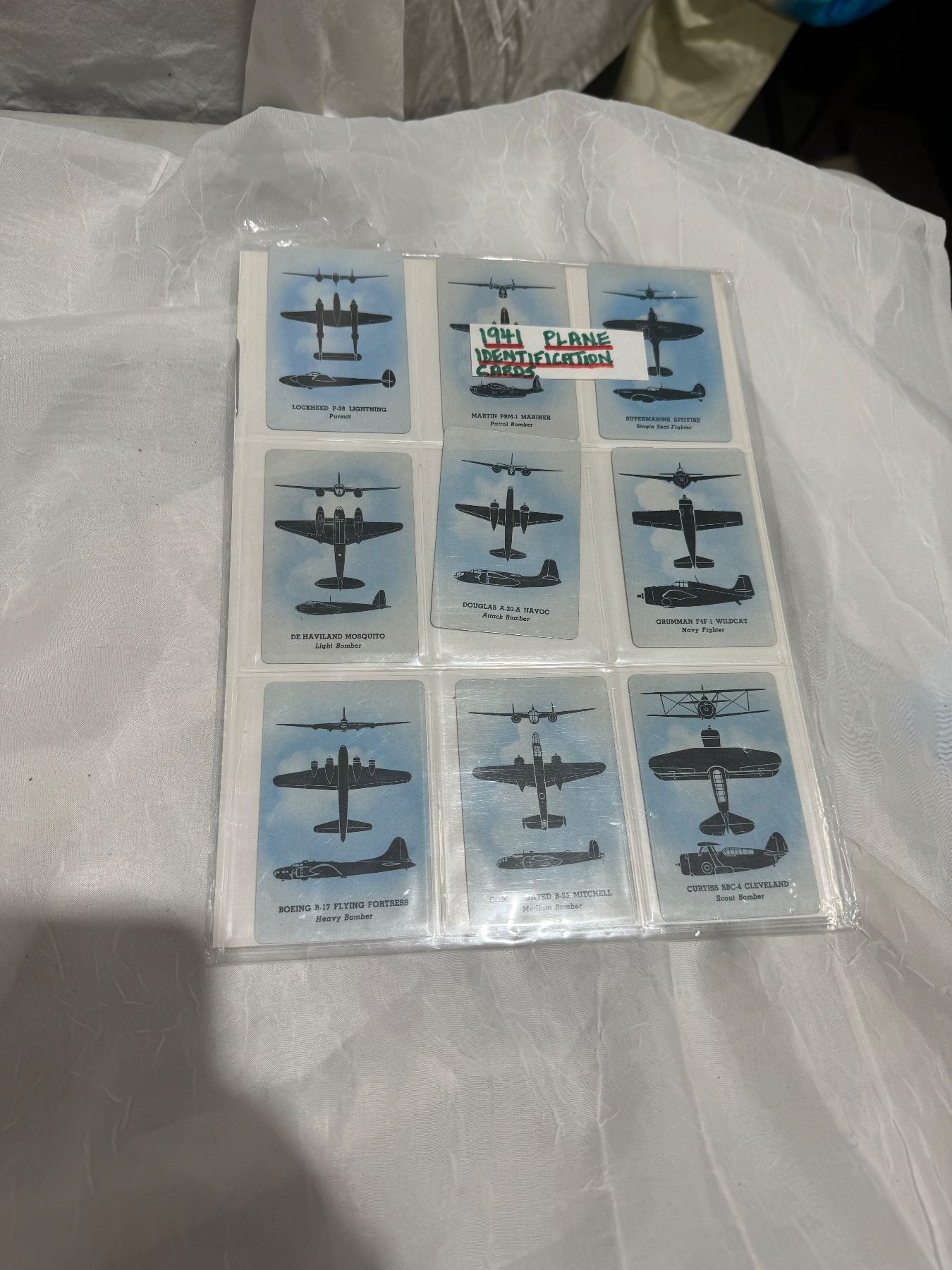 1941 Plane identification cards