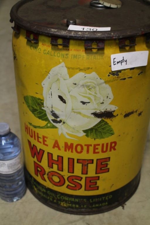 White Rose Motor Oil 5 gallon metal pail