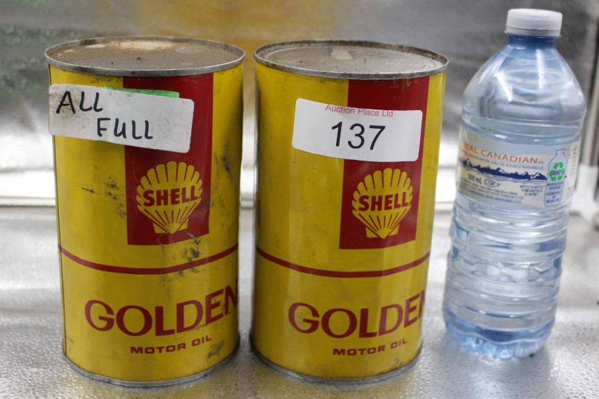 2-full cans Shell Golden Motor Oil