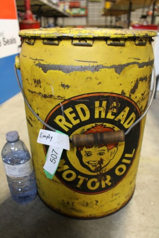 Red Head Motor Oil metal pail