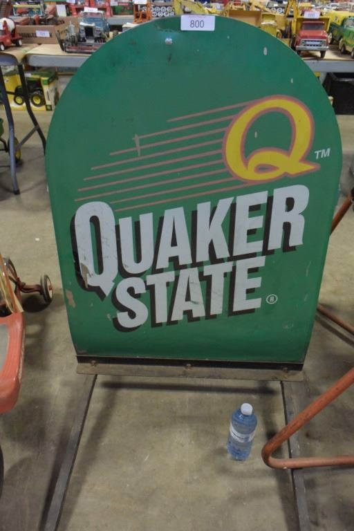 Vintage Quaker state freestanding, metal ,sign