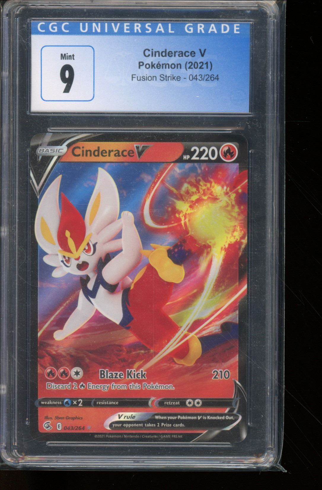 Pokemon Fusion Strike CinderaceV Graded 9 Mint