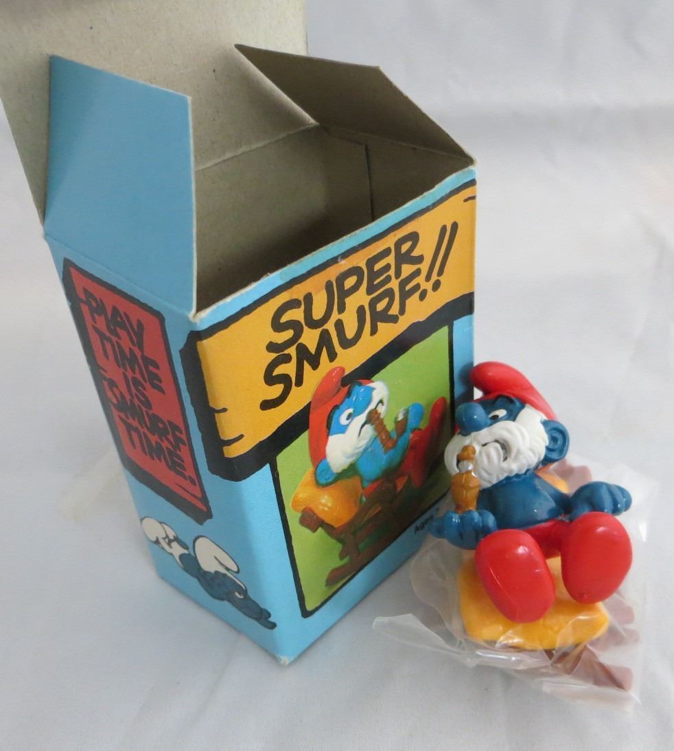 Vintage 1980's Schleich Super Smurf Rocking Chair Smurf Figure