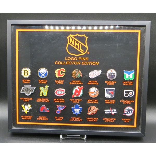 Vintage NHL Hockey Logo Pins Collector Edition Framed Set 29 Pins 10.5 ...