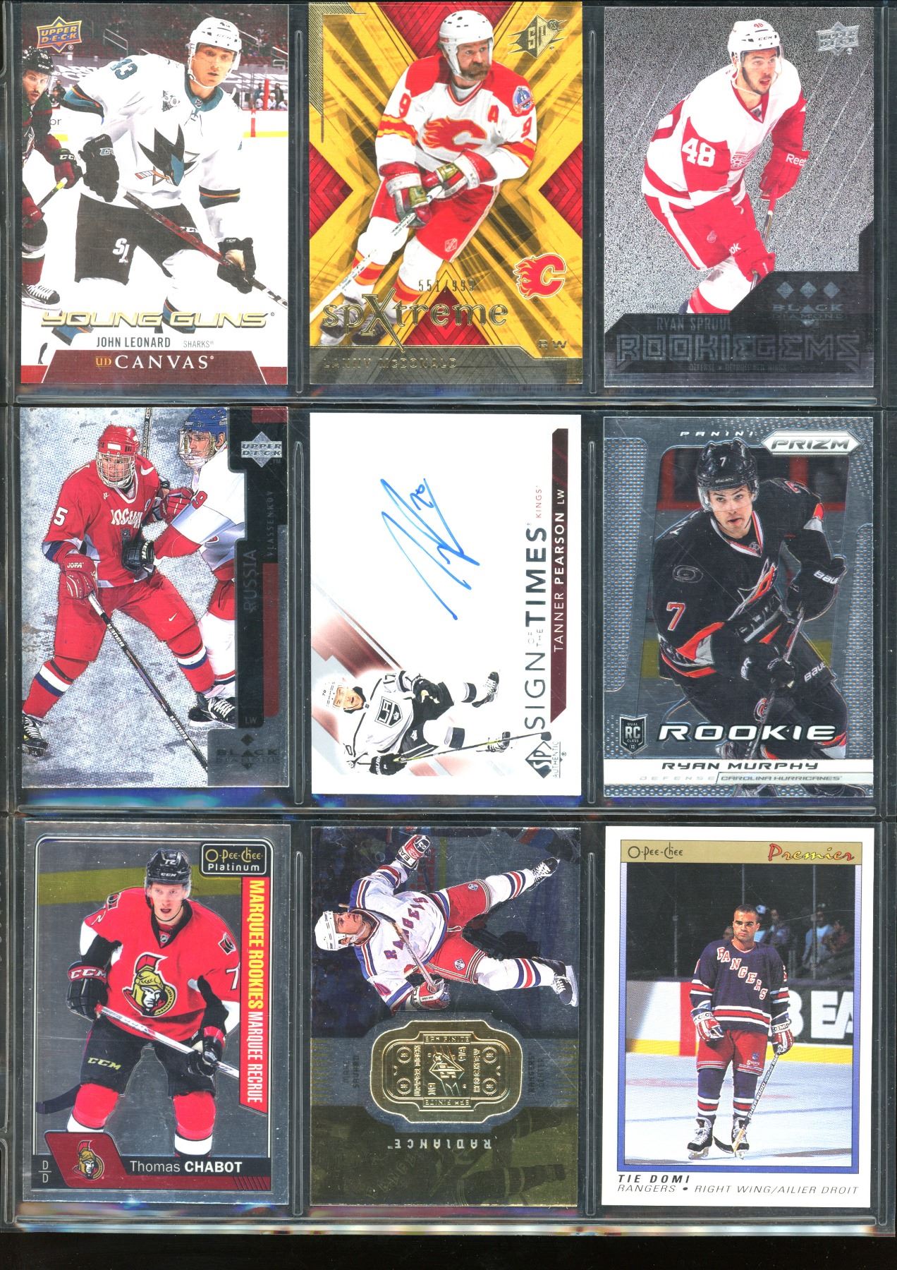 9 NHL Rookie & Insert Hockey Cards Various Teams