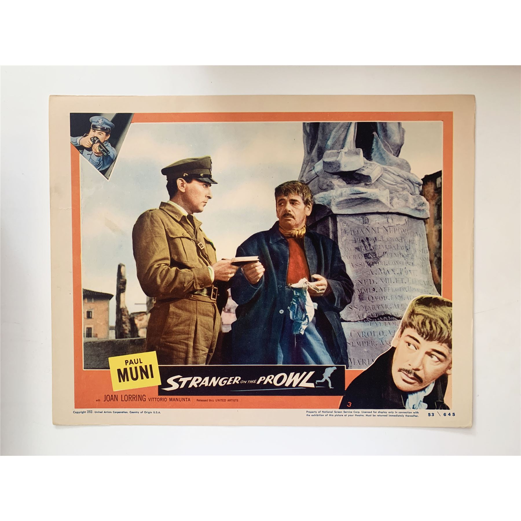Stranger on the Prowl original 1953 vintage lobby card