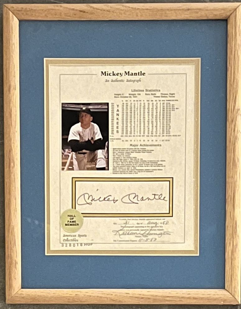 Mickey Mantle original signature PSA authenticated