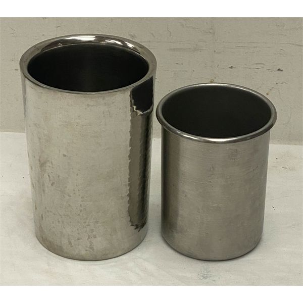 2 STAINLESS STEEL CONDIMENT CONTAINERS