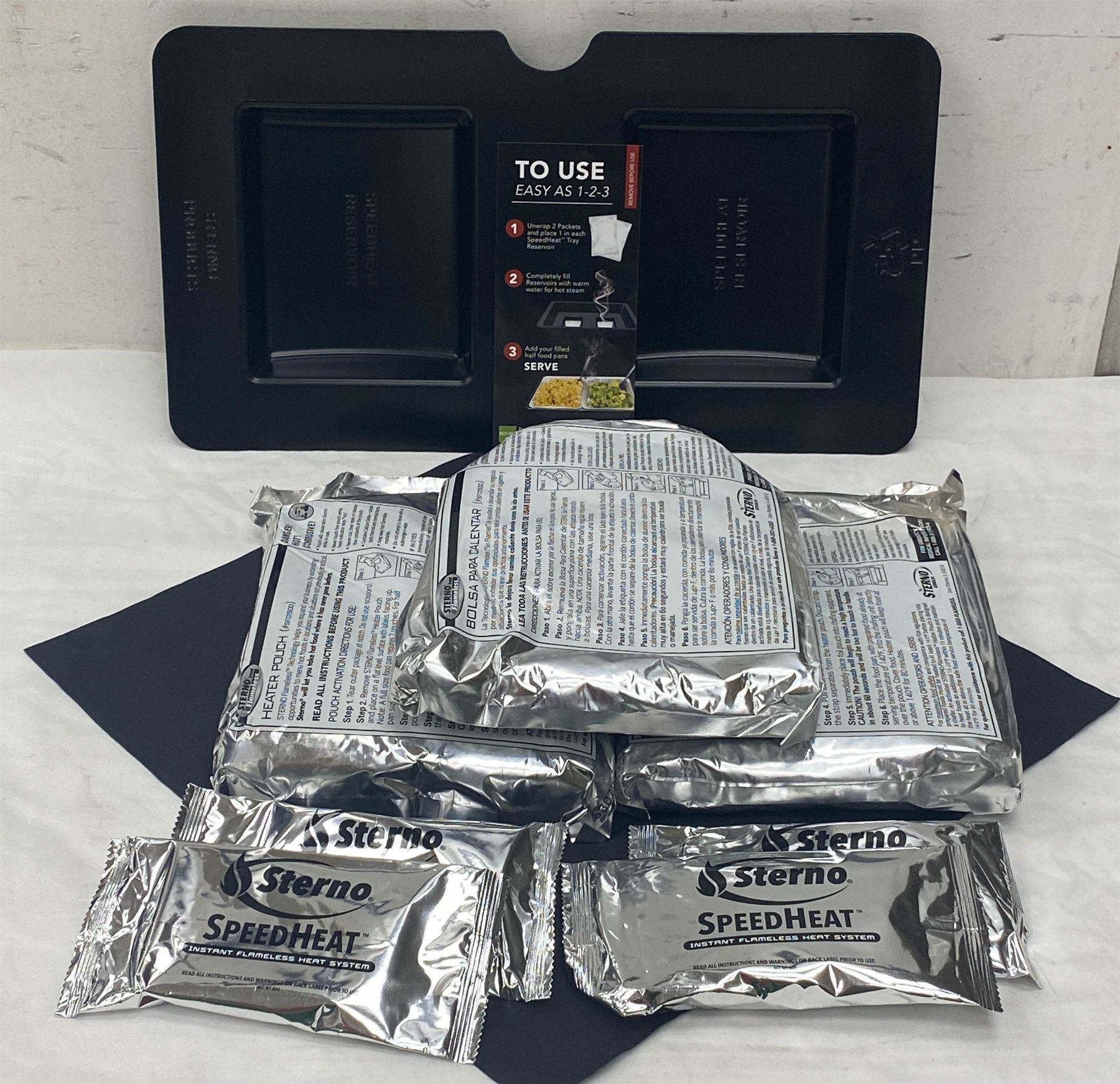 STERNO SPEEDHEAT FLAMESLESS FOOD WARMING PACKETS & TRAYS