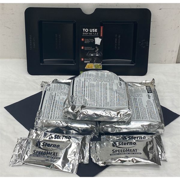 STERNO SPEEDHEAT FLAMESLESS FOOD WARMING PACKETS & TRAYS