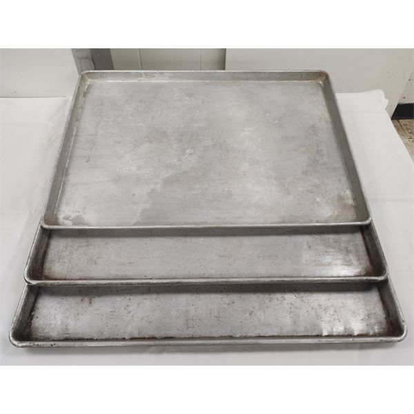THREE ALUMINUM BAKING SHEETS