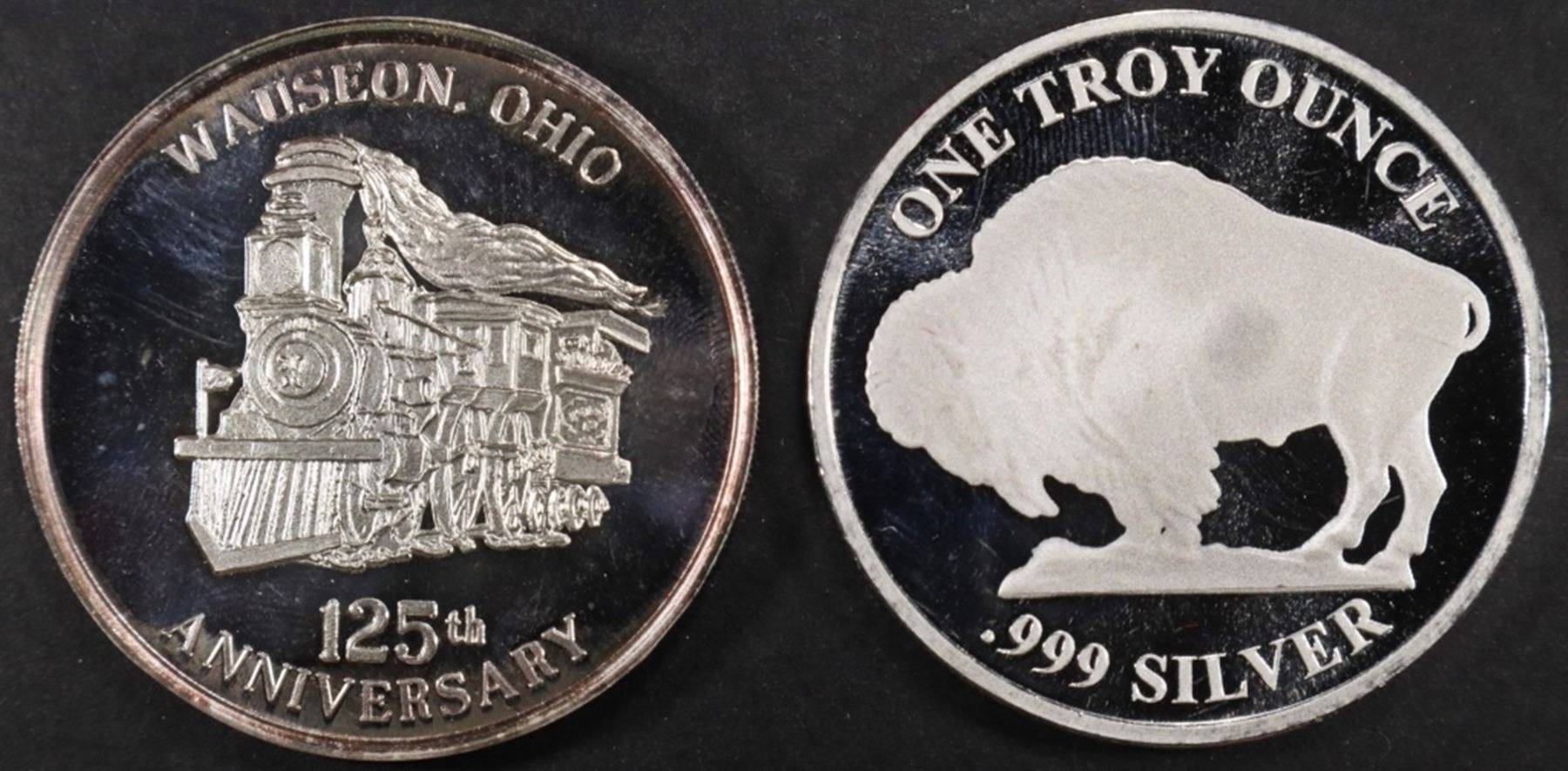 (2) 1 OZ .999 SILV CHIEF OTTOKEE & BUFFALO ROUNDS