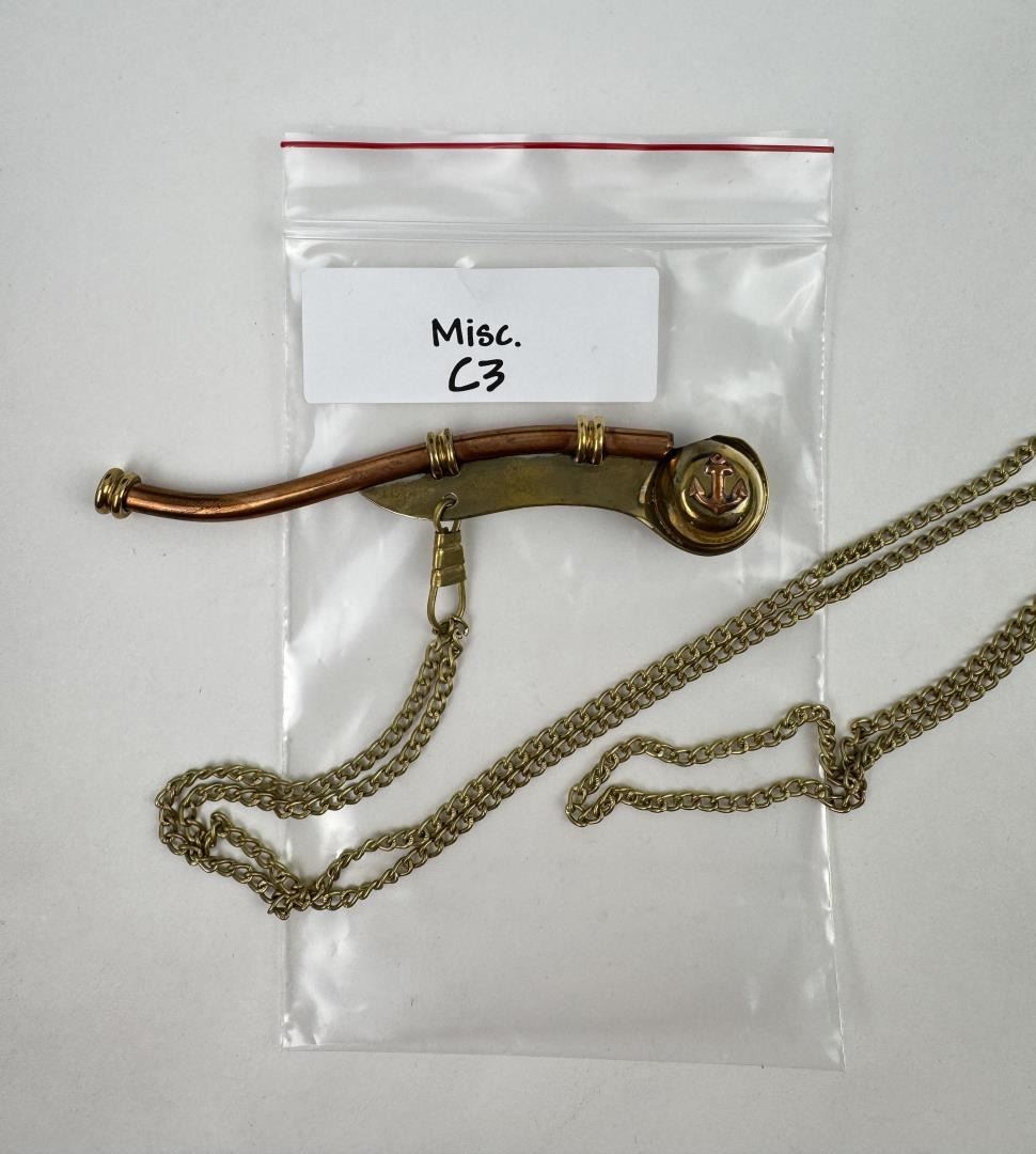 Brass Boatswain Nautical Whistle Pipe On Chain