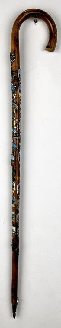 Antique German Hiking Stick Cane With Badges