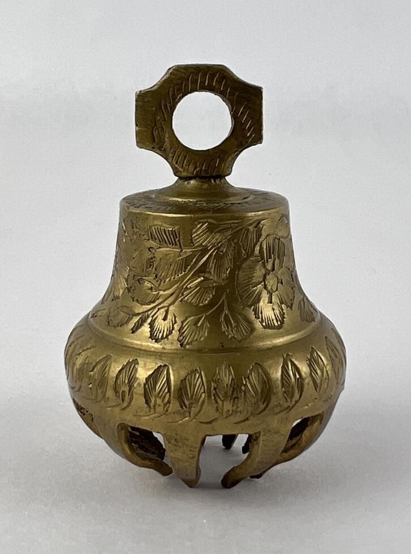 Engraved Brass Elephant Claw Tiger Bell