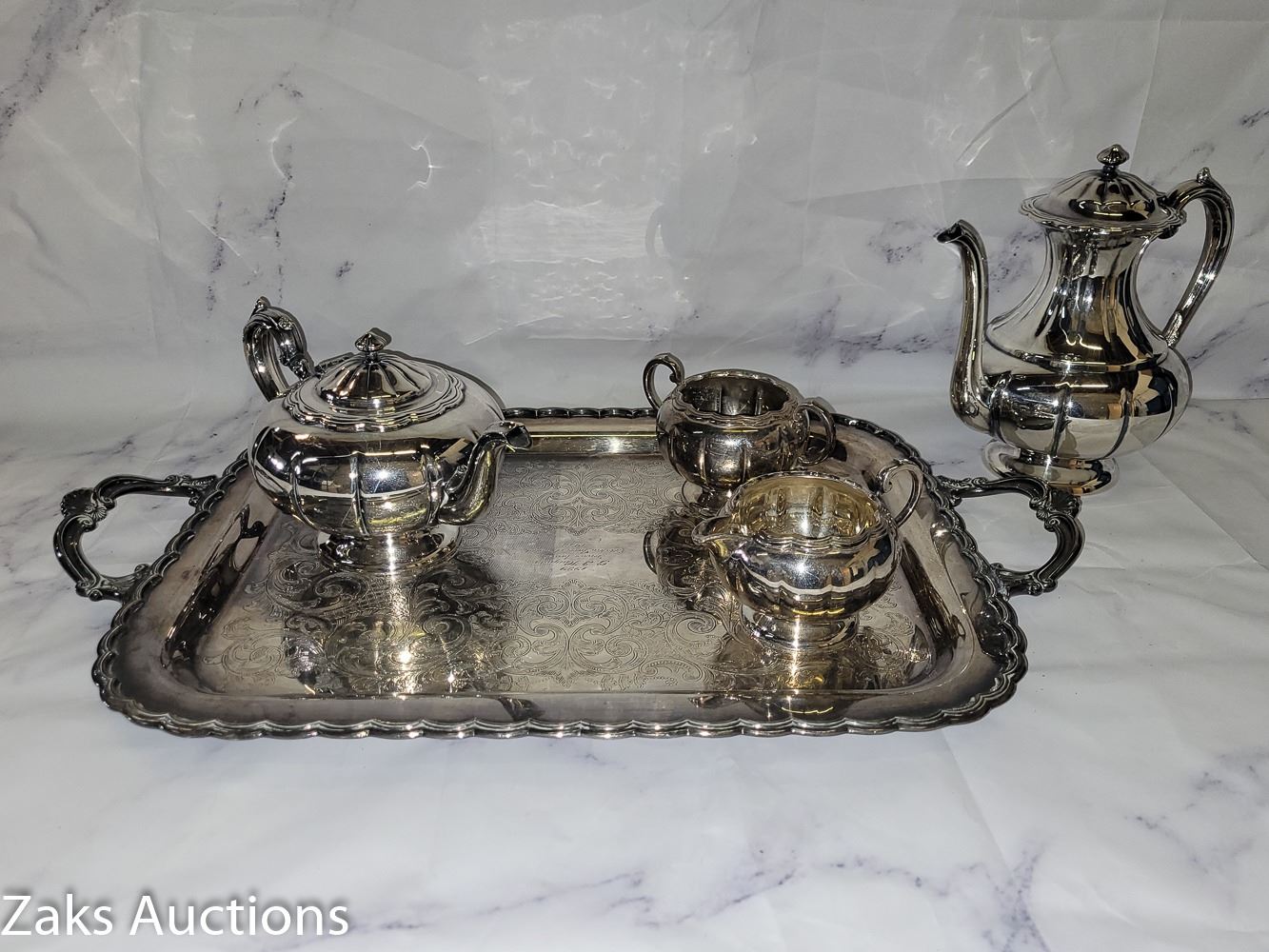 Silver Plate Tea & Coffee Service Tray, Engraved 1929-1958 GF Hanes ...