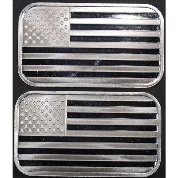 (2) 1 OZ .999 SILVER AMERICAN FLAG BARS