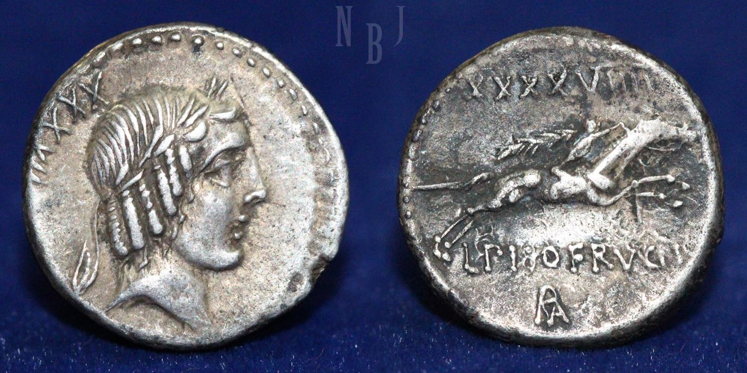 Roman Republic. L. Piso Frugi. AR Denarius 90 BC