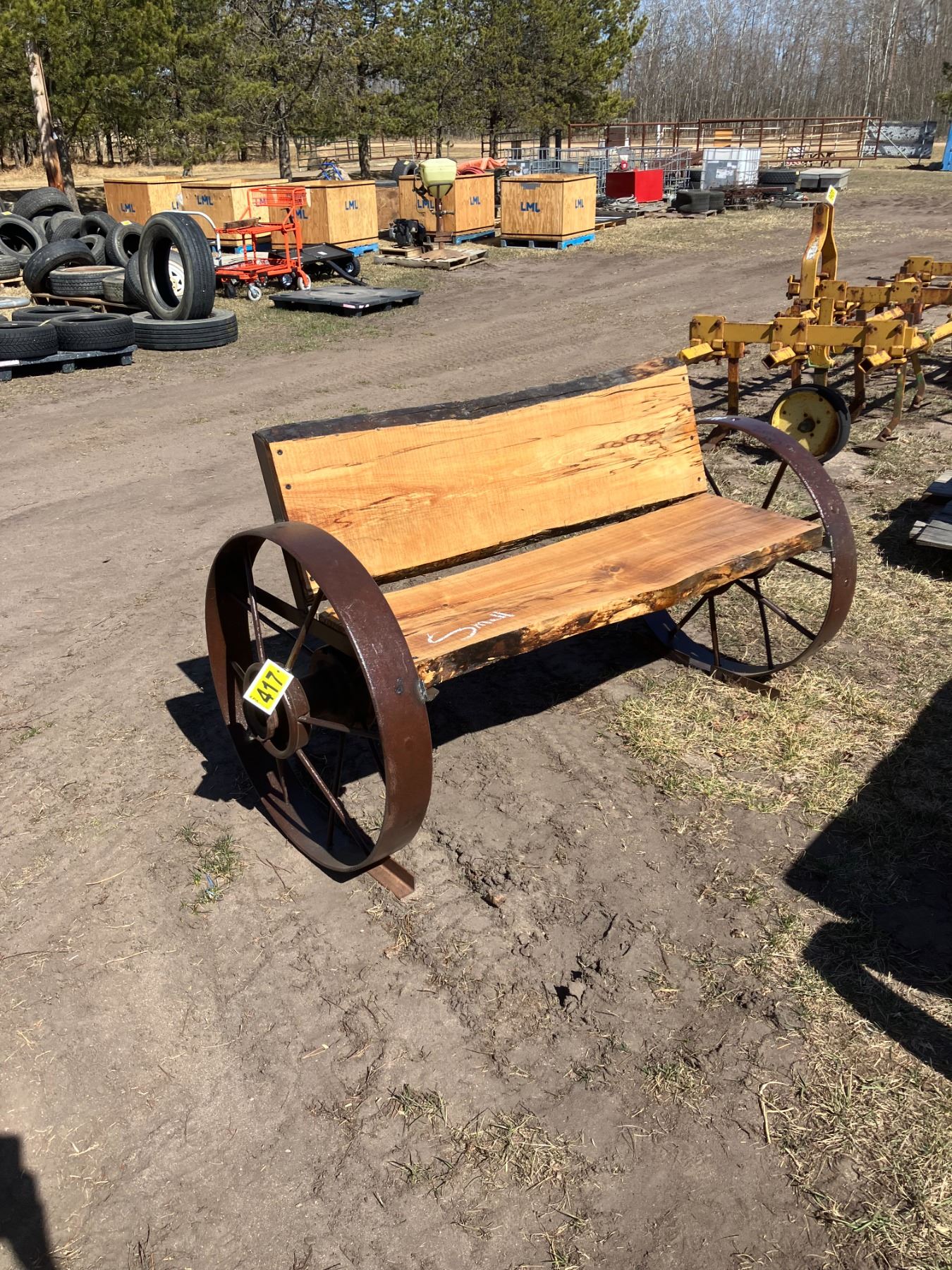 Custom made 4 ft bench c/w steel wheels