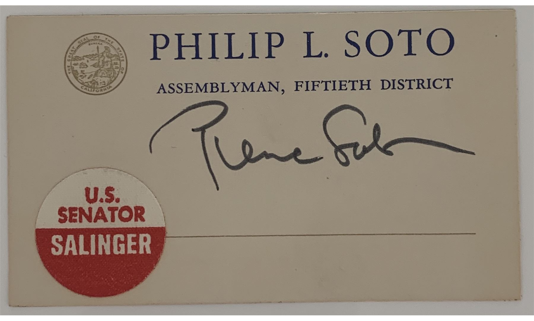 Pierre Salinger signed promo card