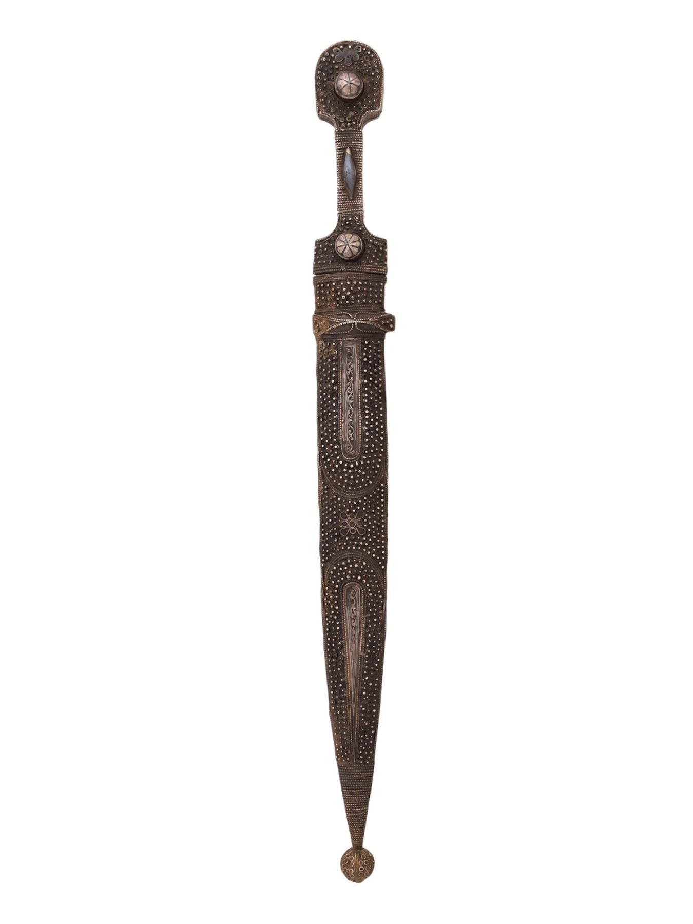 A SILVER-MOUNTED FILIGREE CAUCASIAN DAGGER, 19TH CEN.