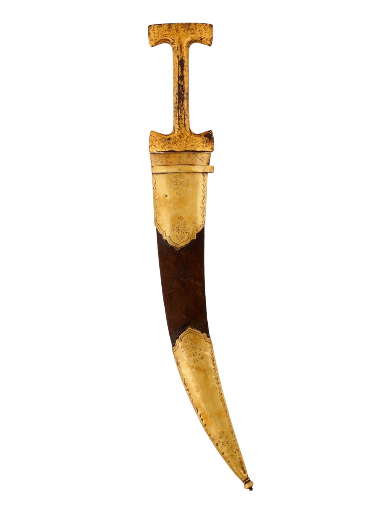 AN OTTOMAN JAMBIYA DAGGER WITH GOLD INLAY, 19TH CENTURY