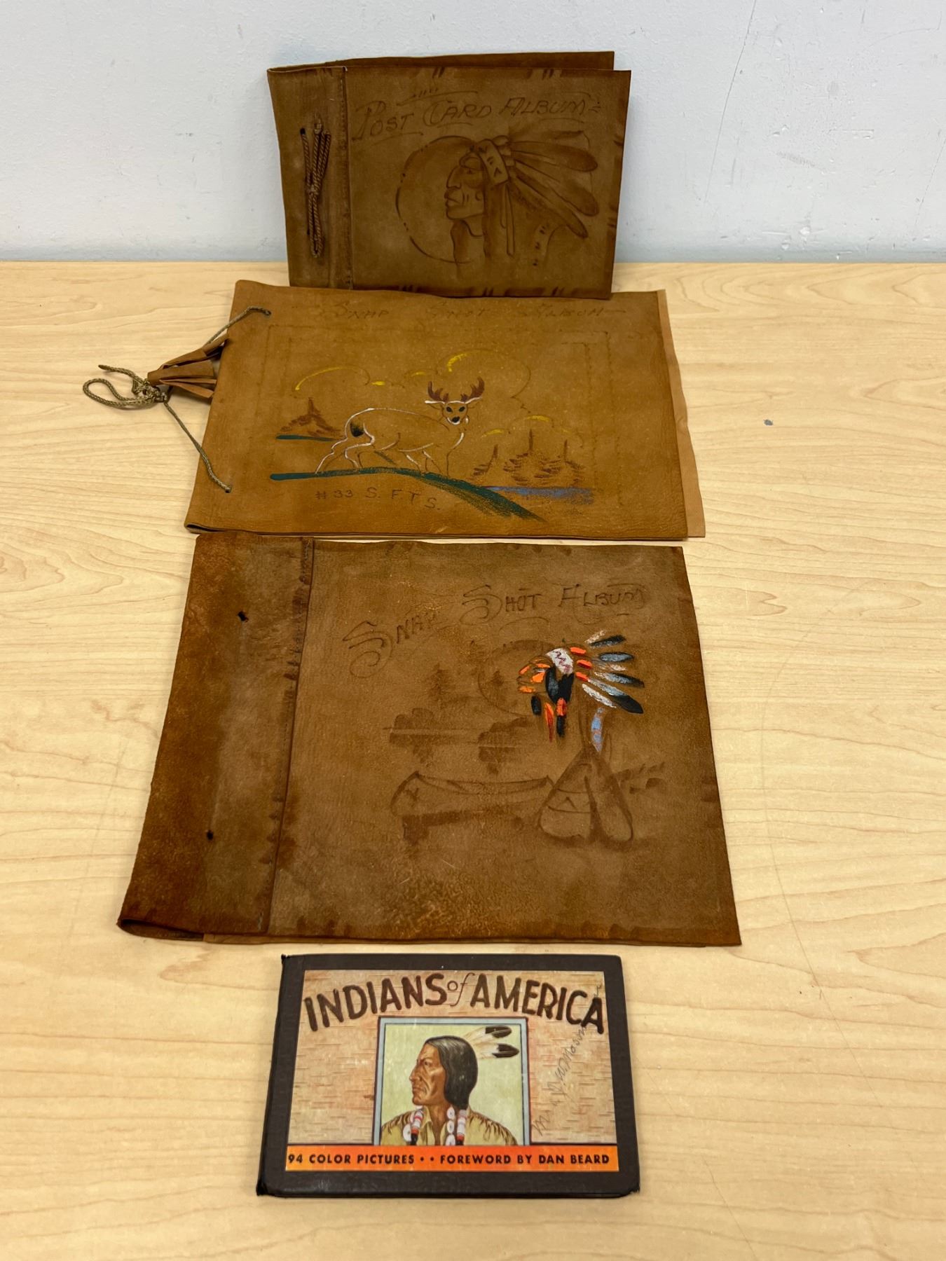 3 Vintage First Nations Leather Photo Books & 1935 Picture Book - Large ...