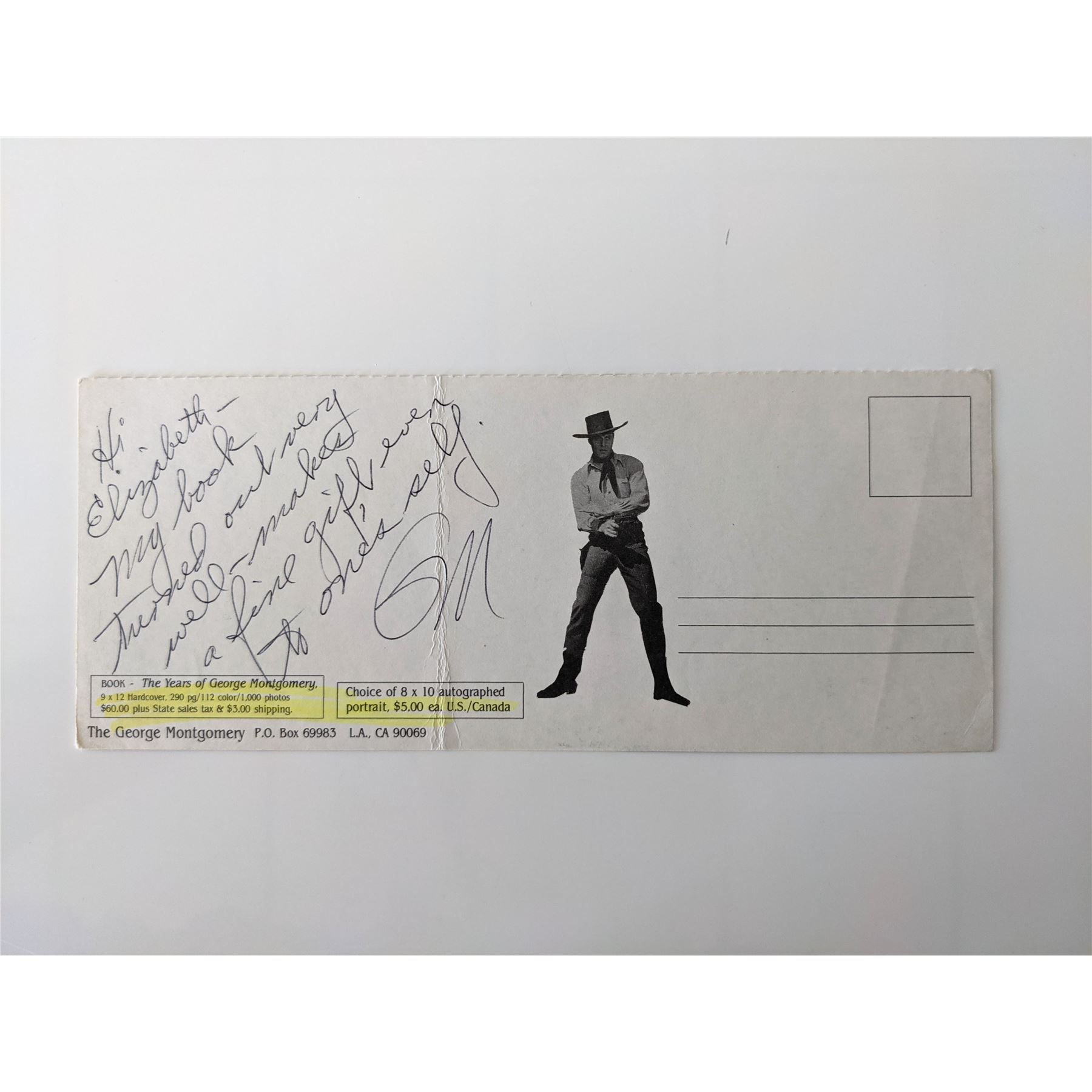 George Montgomery signed postcard
