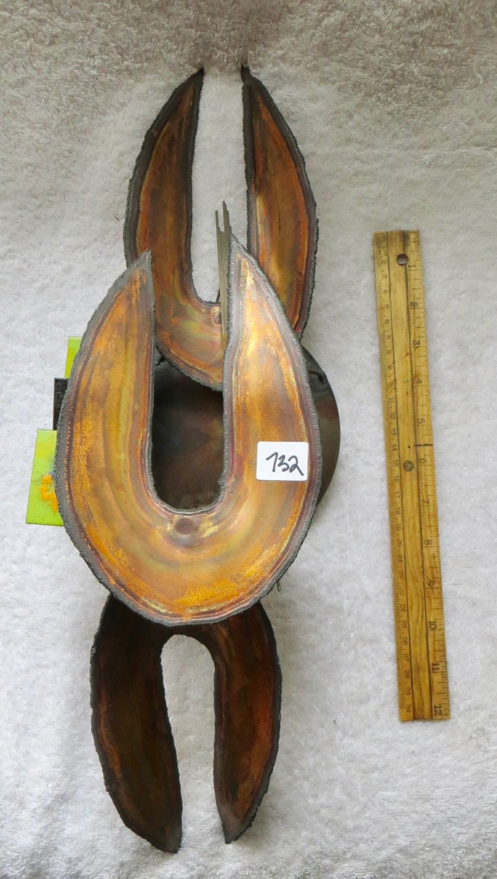 Mid Century modern torch art metal wall sculpture 1960's - Schmalz Auctions