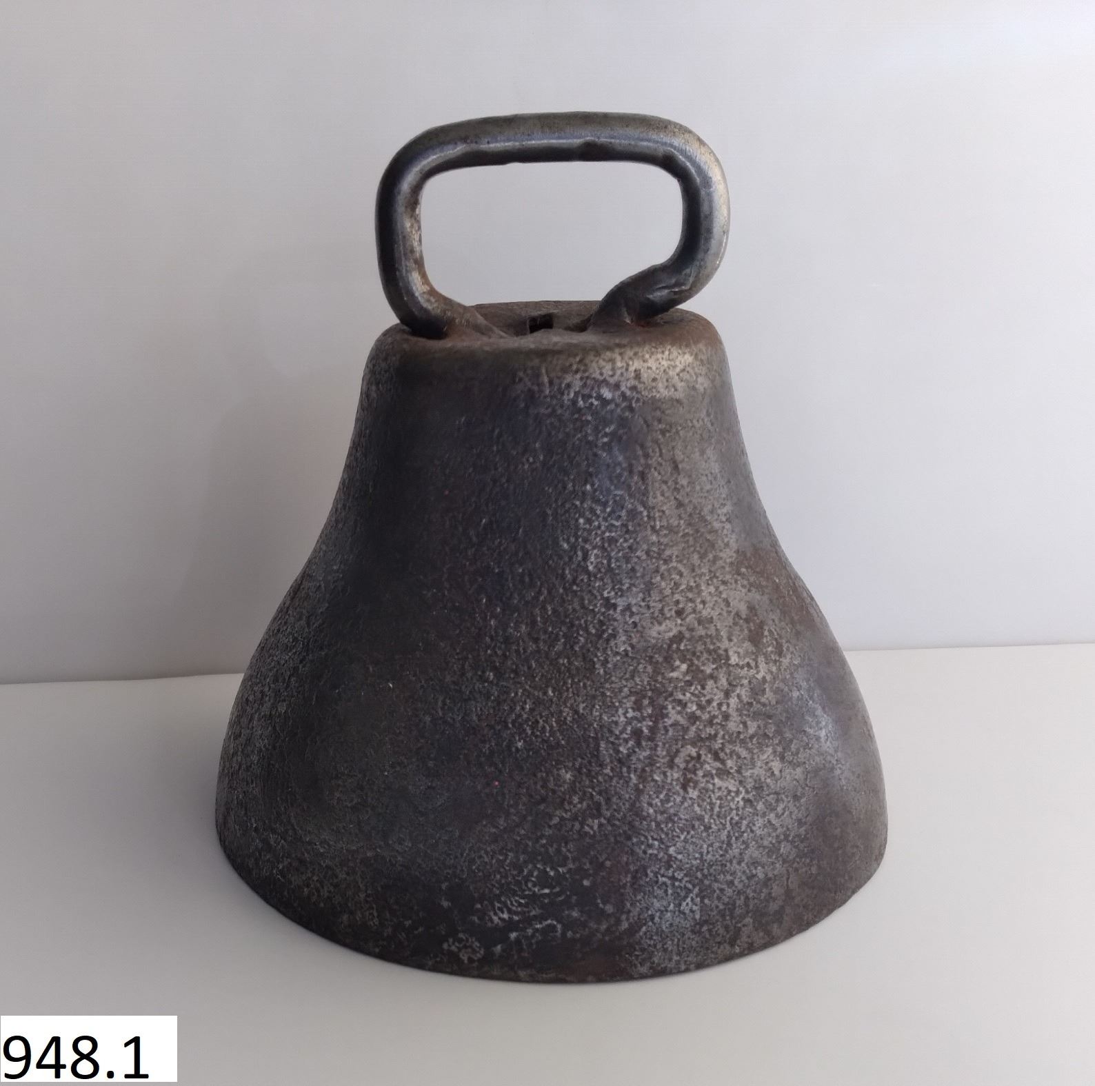 Large vintage cast iron bell, approx. 5 inches across, with original ...