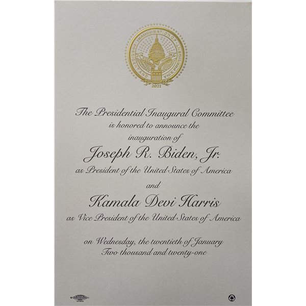 Joe Biden Presidential Inauguration Invitation