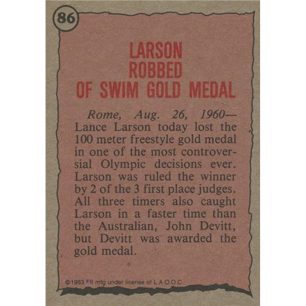 Olympian Lance Larson signed trading card