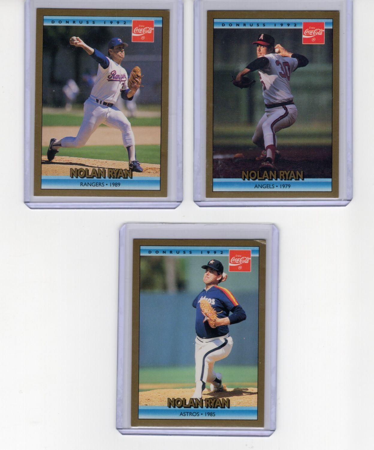 Nolan Ryan 1992 Leaf Career Series Cards: Numbers 13, 19, & 23 of a 26 ...