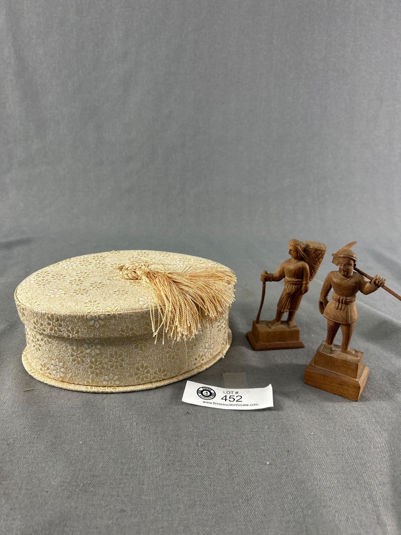 Pair Of Hand Carved Wood Figurines In Box