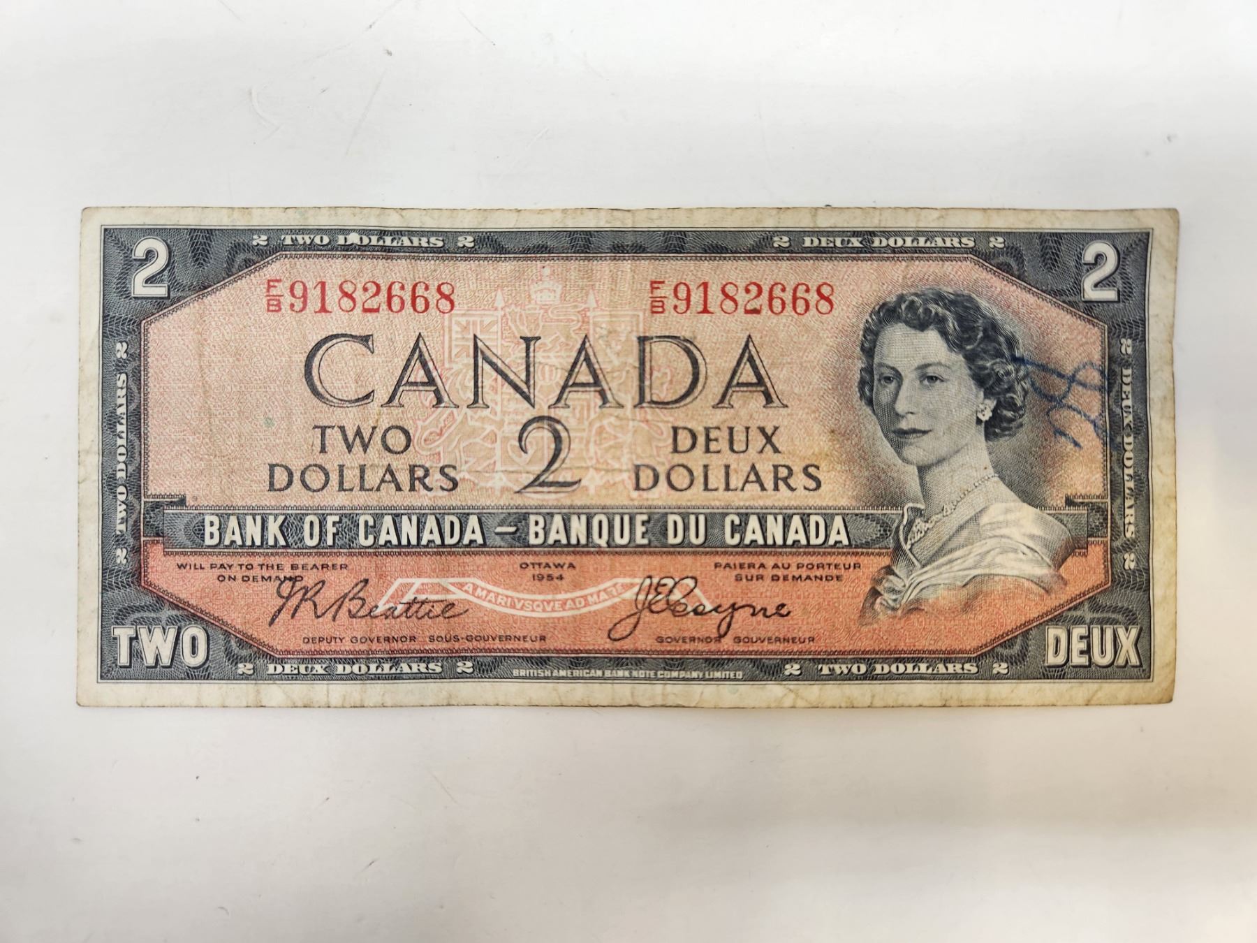1954 Devil's Face Canadian $2 Bank Note